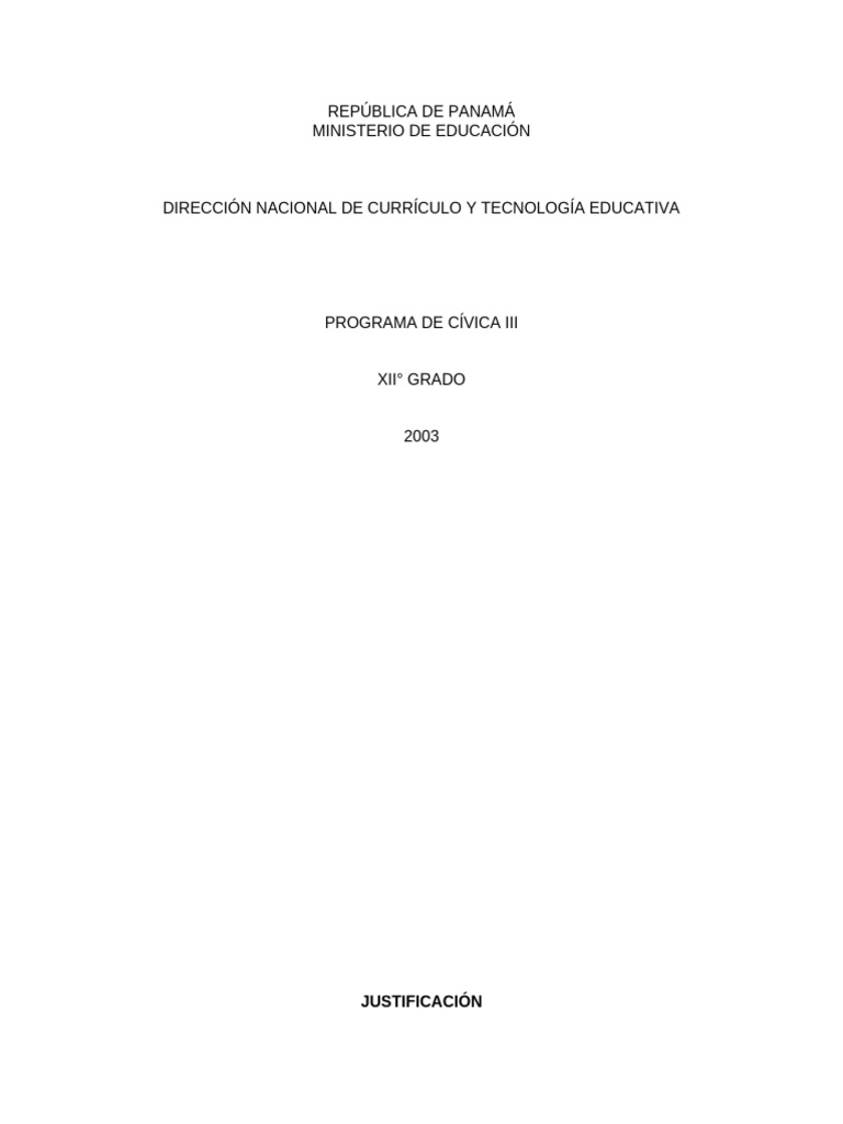 Programa de Cívica III para XII Grado | PDF | Evaluación | Nación