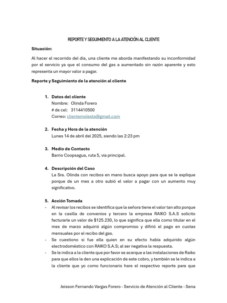 REPORTE Y SEGUIMIENTO a cliente | PDF