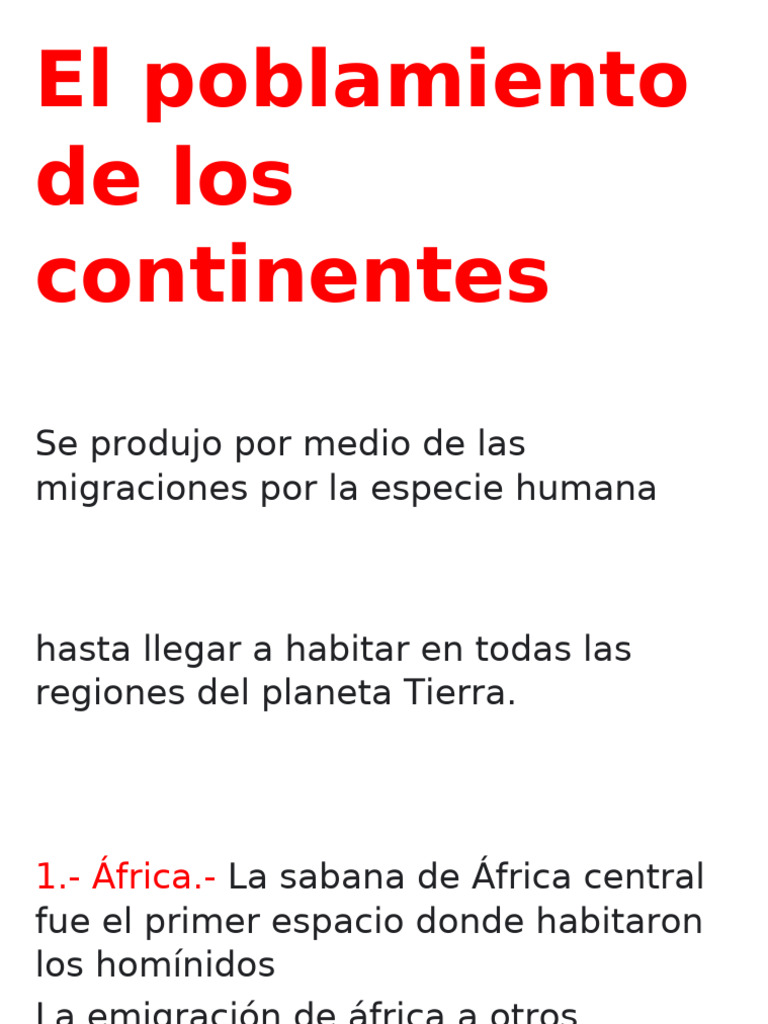 El Poblamiento de Los Continentes | PDF