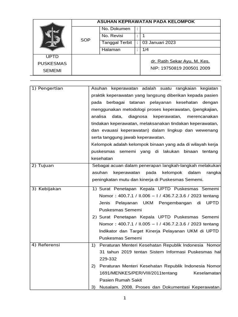 SOP ASKEP KELOMPOK | PDF