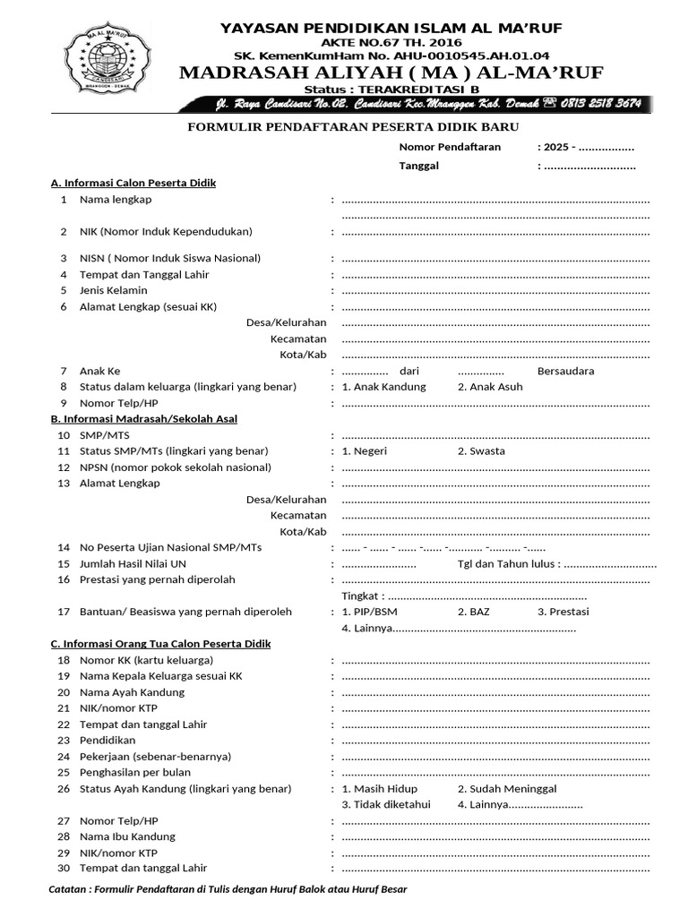 Formulir PPDB 18 19 | PDF