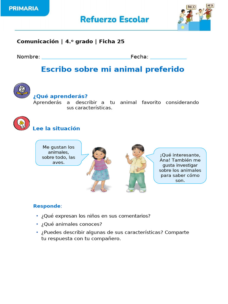 Escribo Sobre Un Animal Favorito | PDF | Aprendizaje