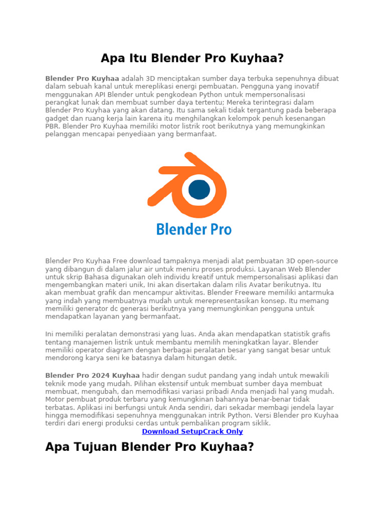 Blender Pro Kuyhaa: Fitur dan Manfaat | PDF