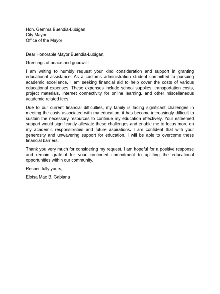 Letter For Mayor | PDF