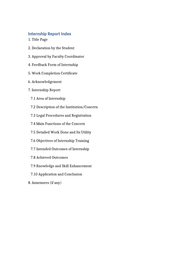Internship Report Index | PDF