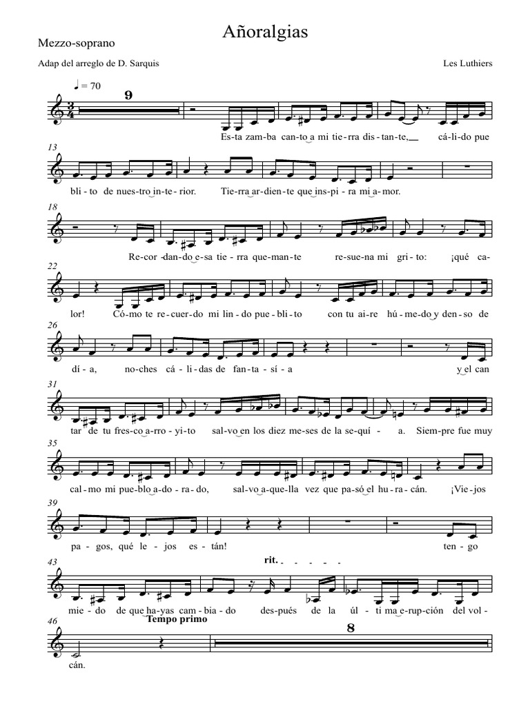 Añoralgias Mezzo Soprano | PDF