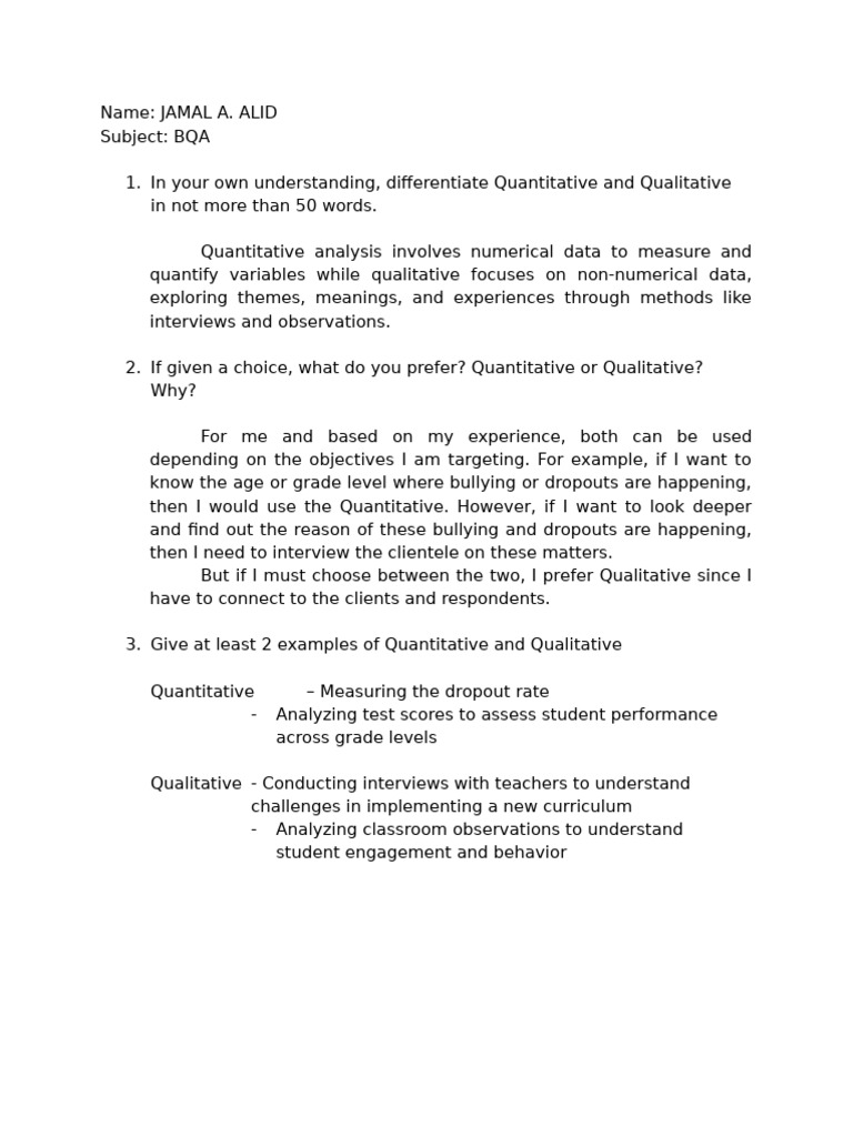 BQA requirements - JAMAL ALID | PDF