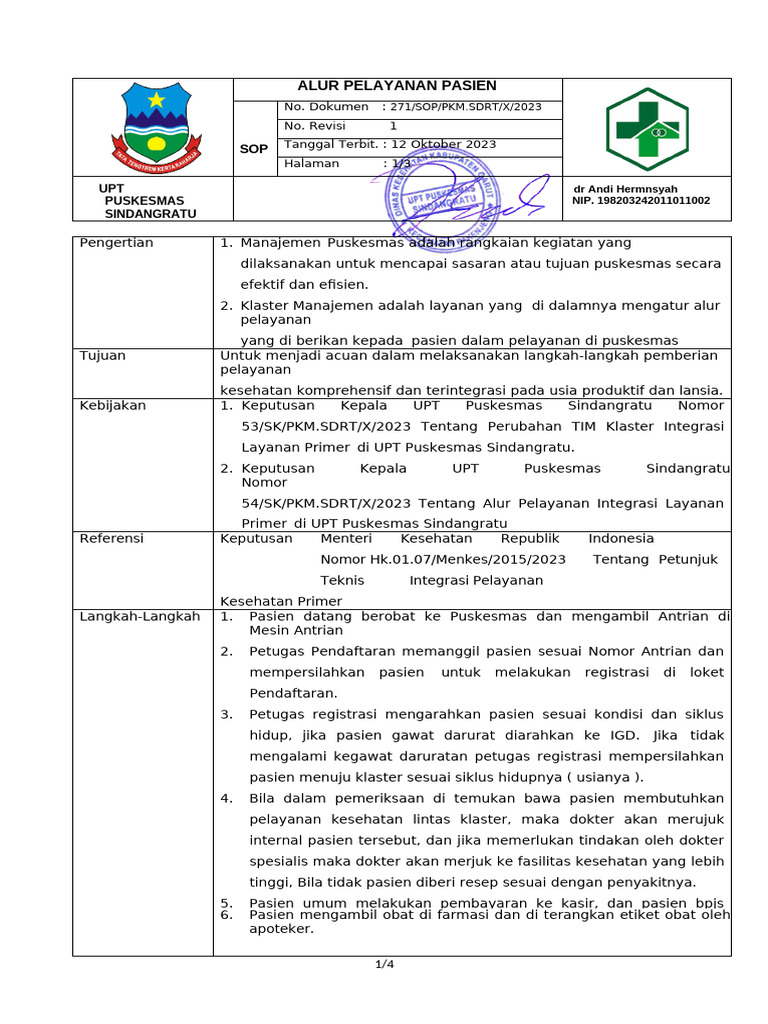 Sop Alur Pelayanan Pasien | PDF