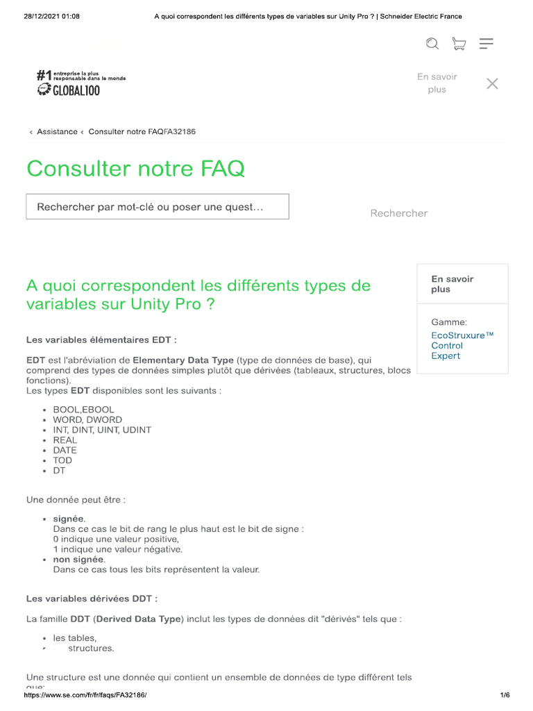 A Quoi Correspondent Les Differentts Types de Variables Sur Unity Pro | PDF
