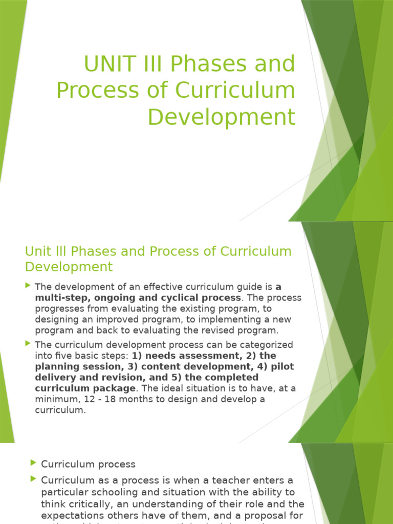 UNIT III A 2 Phases Sof Curriculum Development A | PDF | Curriculum ...