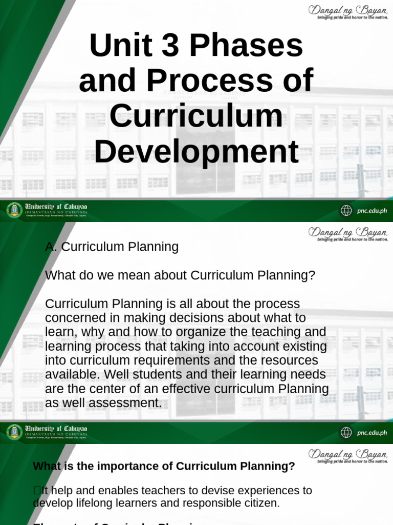 Ced109 Unit 3 A Modified Phases and Process of Curr Dev Doc Pre | PDF | Curriculum | Learning