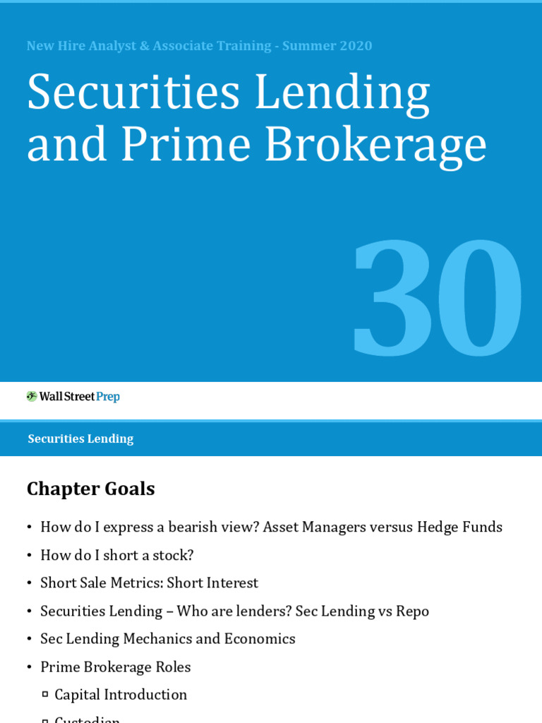 Securities Lending in Prime Brokerage | PDF | Securities Lending ...