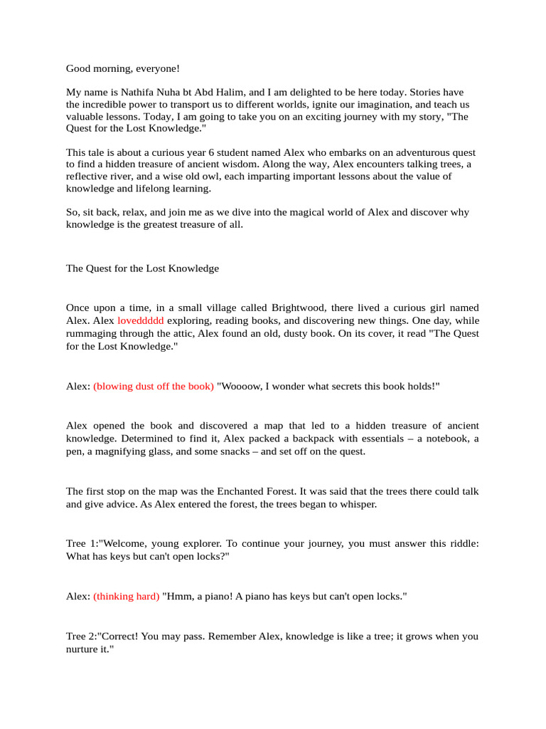 Story telling script | PDF | Knowledge