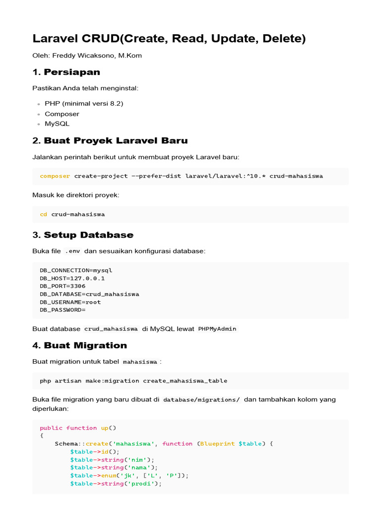 Modul Laravel CRUD | PDF | Manajemen Data | Rekayasa Perangkat Lunak