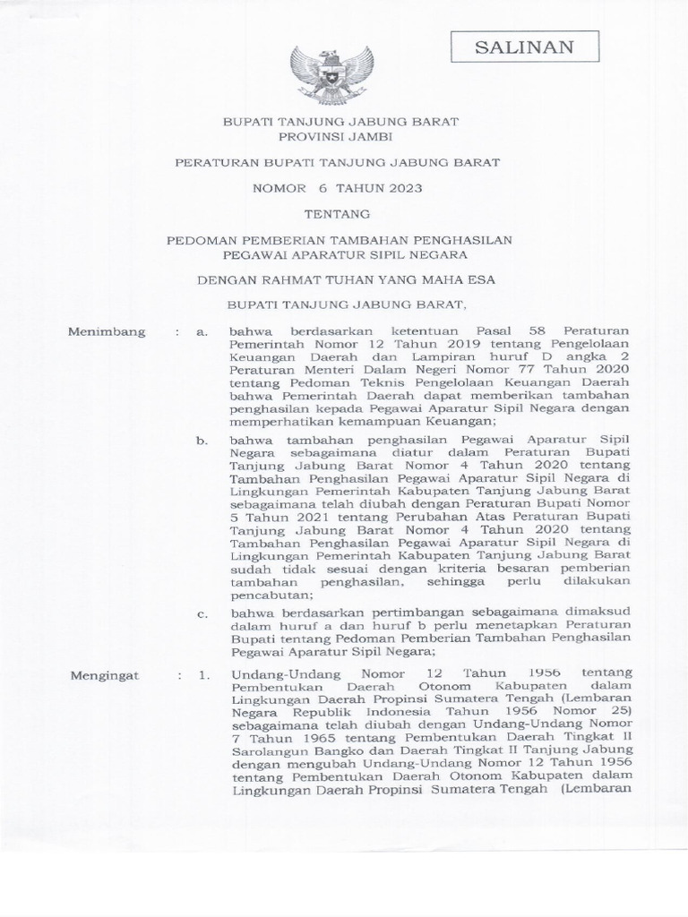 Perbup TPP No 6 THN 2023 | PDF