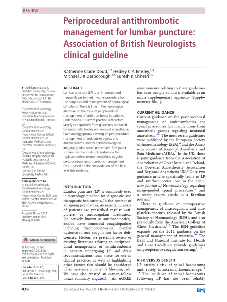 Antithrombotics Preceding LP | PDF | Thrombosis | Bleeding