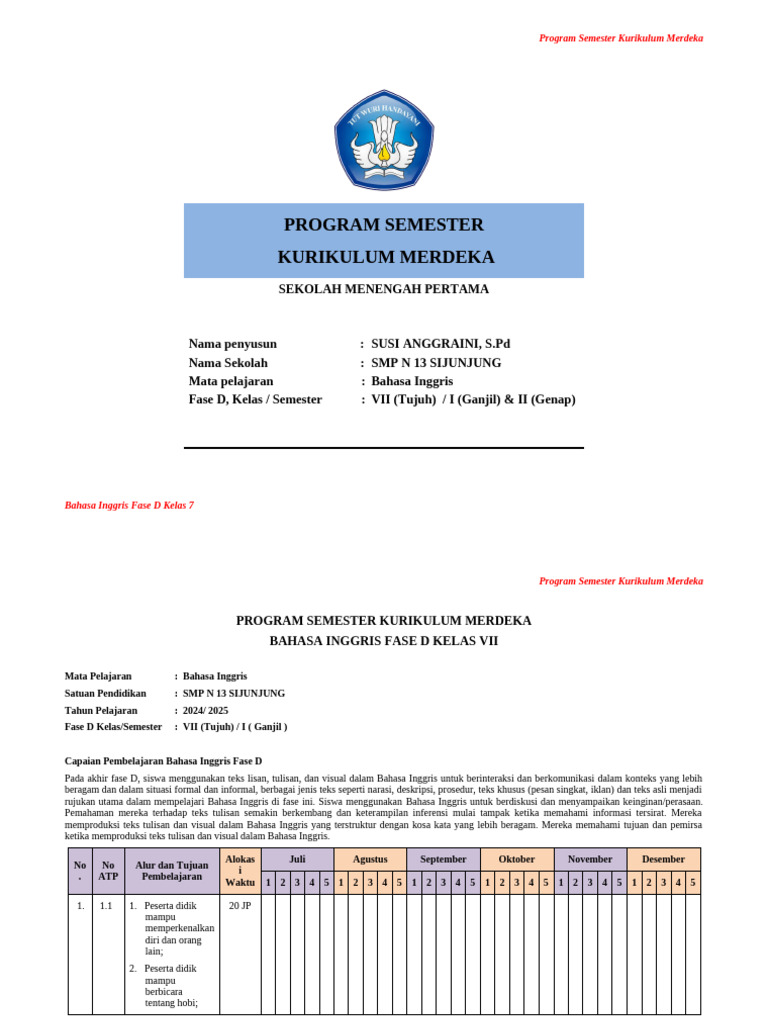 PROMES Kurikulum Merdeka | PDF
