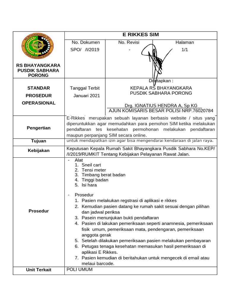 SOP E rikkes SIM | PDF