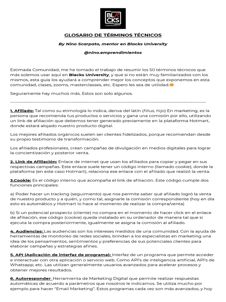 Glosario de Términos de Marketing Digital | PDF | Marketing | Red mundial