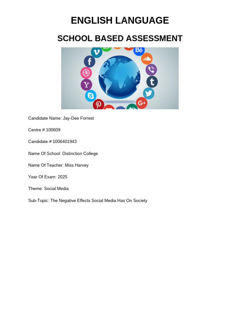 Jay-Dee Forrest English SBA | PDF | Social Media | Popular Culture & Media Studies