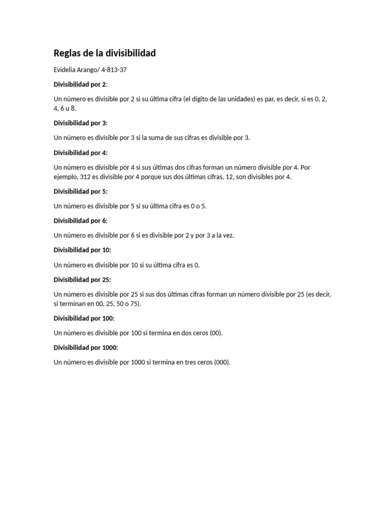 Reglas de La Divisibilidad | PDF