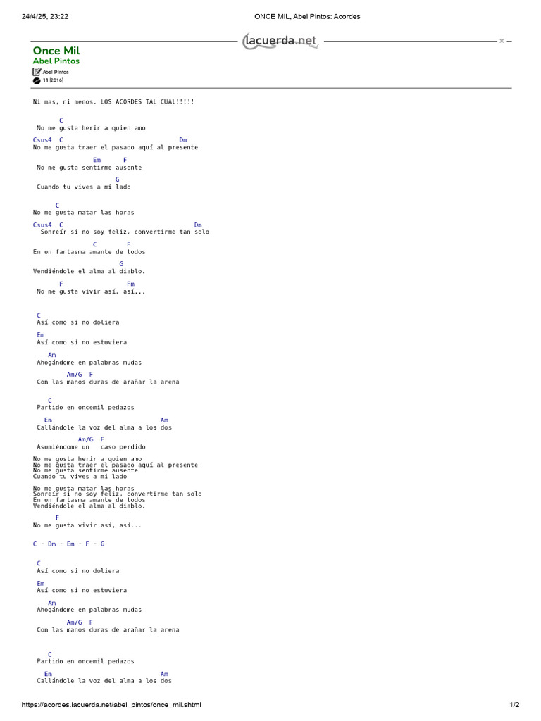 ONCE MIL, Abel Pintos - Acordes | PDF