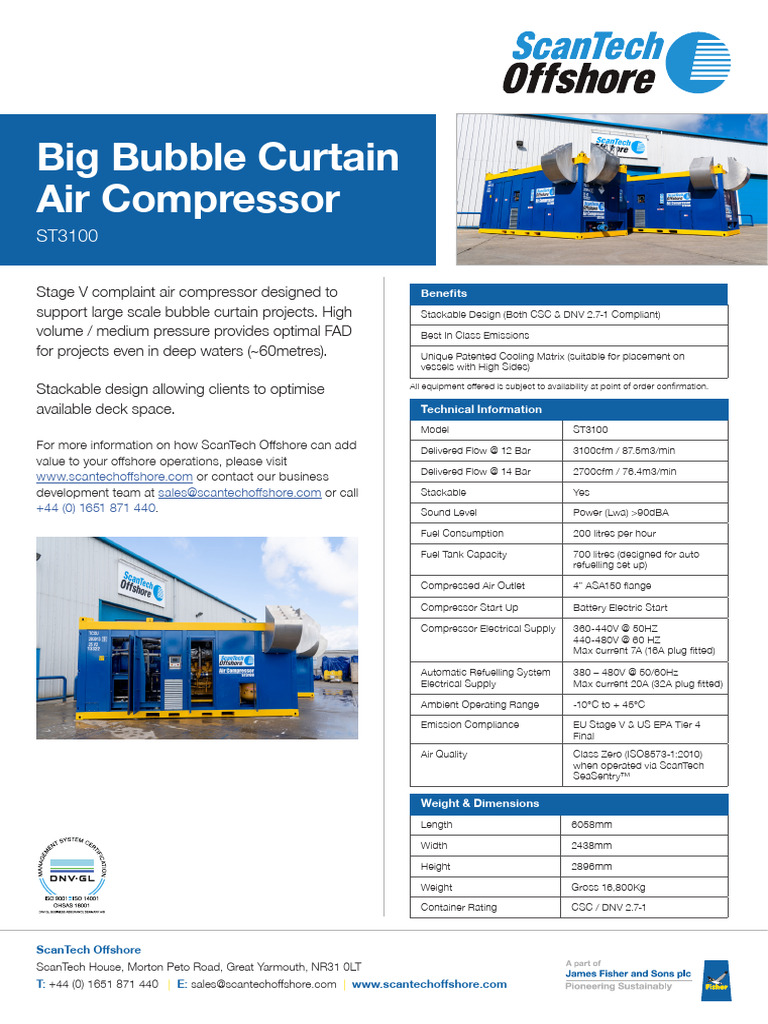 ST - DS - Big Bubble Air Compressor ST3100 - R2 | PDF | Energy Technology