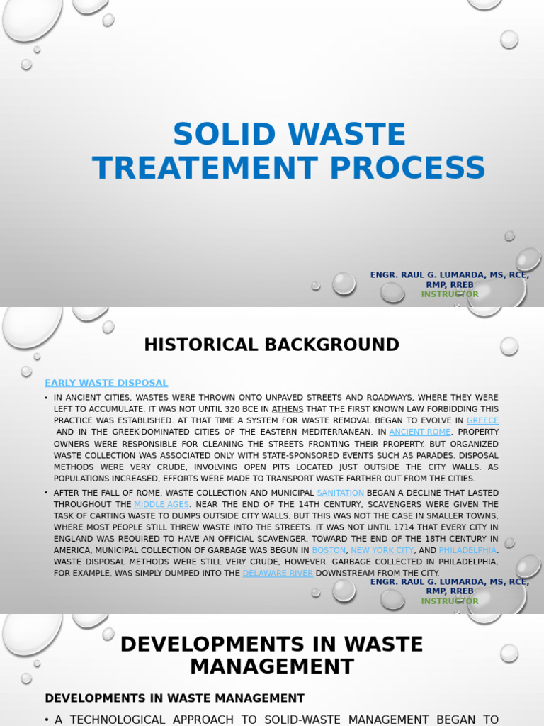 Methods of Solid Waste Treatment and Disposal Methods | PDF | Municipal ...