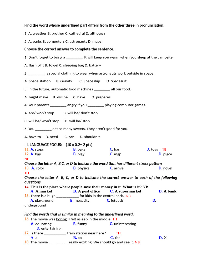 Find The Word Whose Underlined Part Differs From The Other Three in Pronunciation | PDF | Carnival