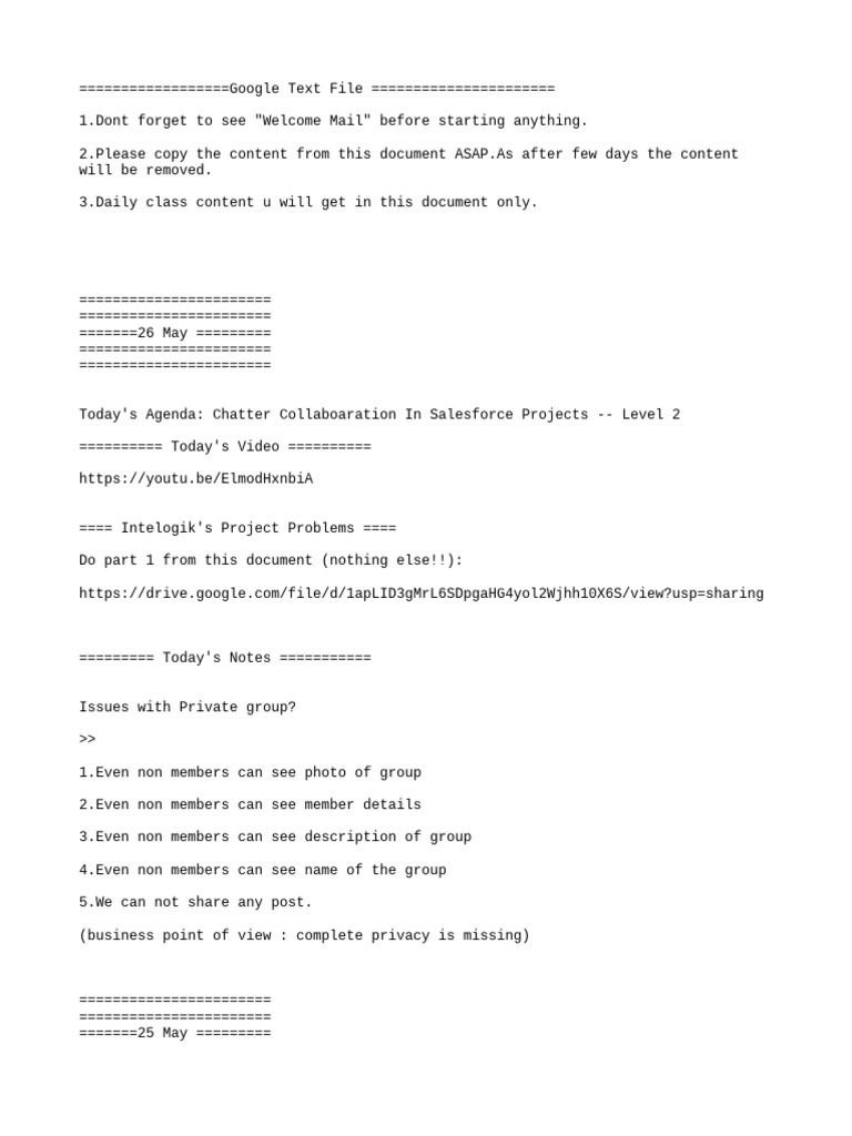 Salesforce Project Daily Agenda Updates | PDF | Internet | Information ...