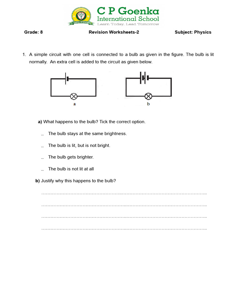 Grade 8 Physics Revision Worksheet 2 | PDF | Thermal Conduction | Series And Parallel Circuits
