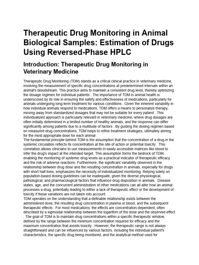 HPLC in Veterinary Drug Monitoring | PDF | High Performance Liquid ...