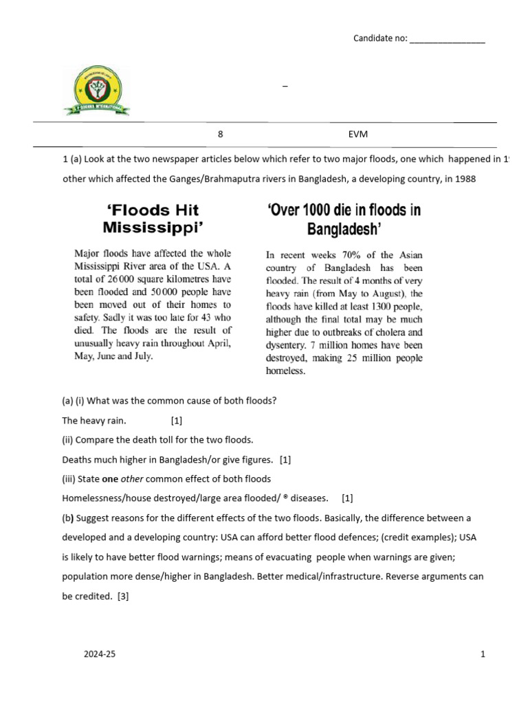 Grade 8 EVM Revision 3 MS | PDF | Flood | Overfishing