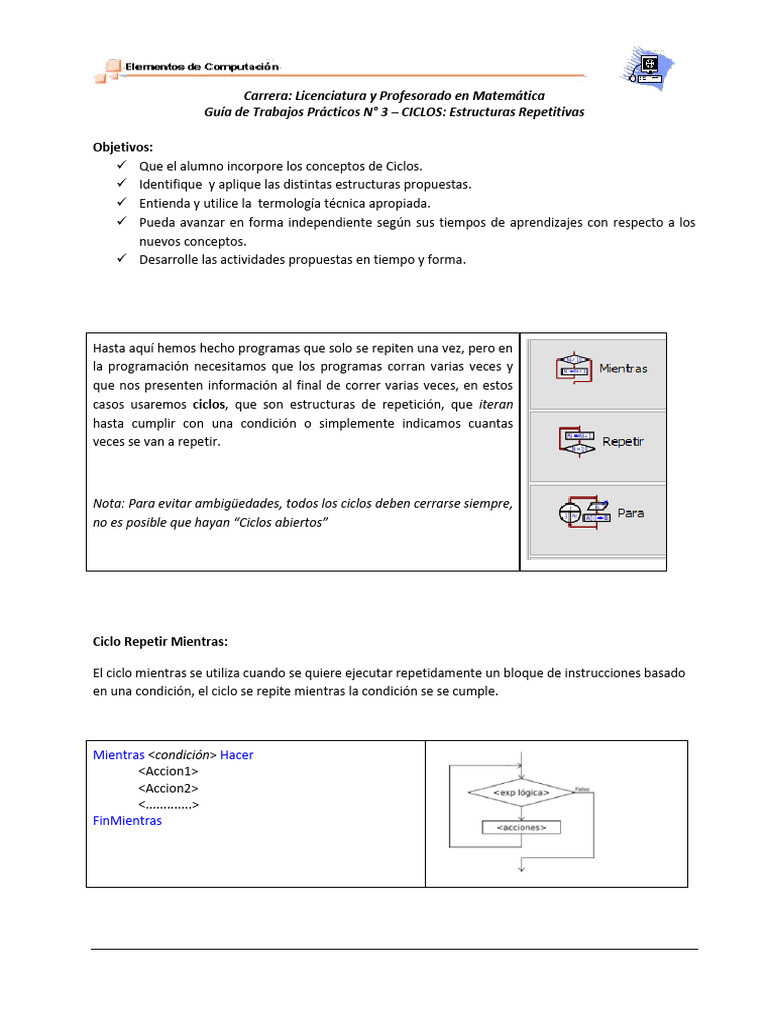 3.1.guia TP3 - CICLOS DE REPETICIÓN | PDF | Algoritmos | Informática
