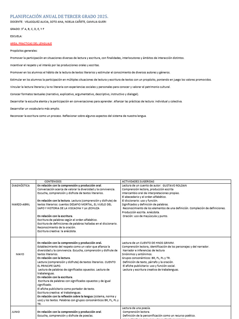 NUEVA PLANIFICACION ANUAL DE TERCER GRADO en PDF | PDF | División ...