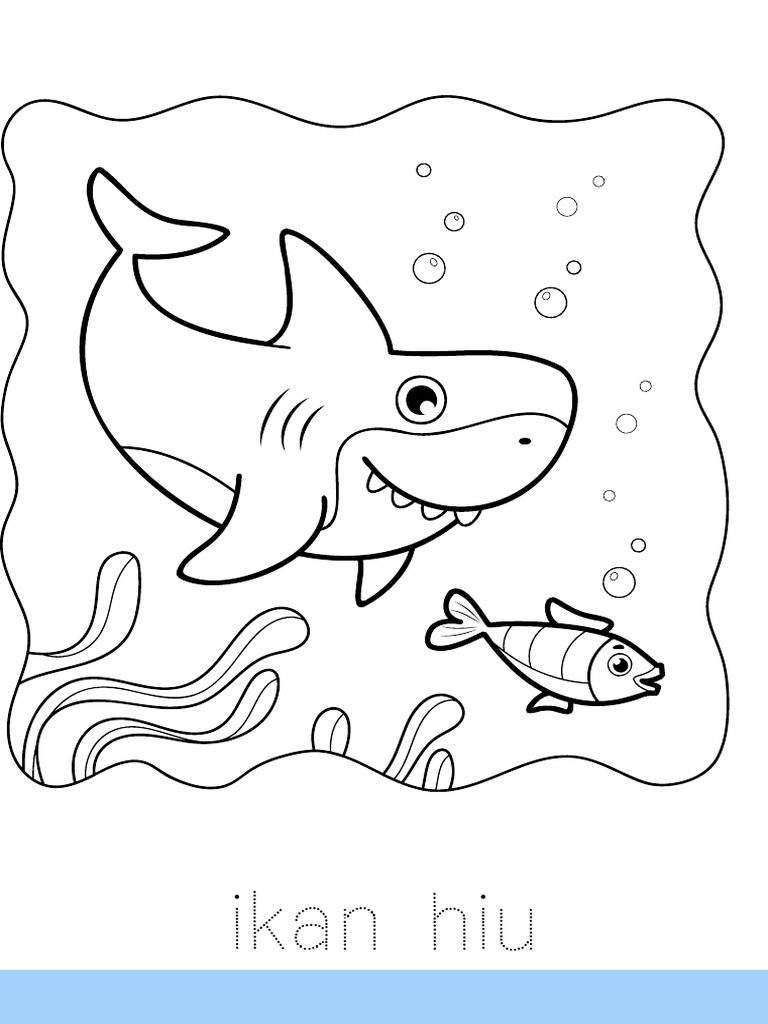 Mewarnai Gambar Hiu Ikan Paus Ubur-Ubur Kuda Laut Lembar Kerja TK Hewan ...