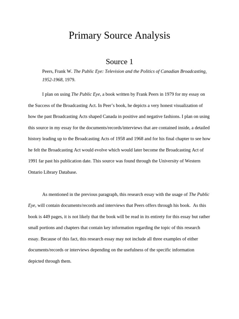 Primary Source Analysis | PDF | Books | Essays