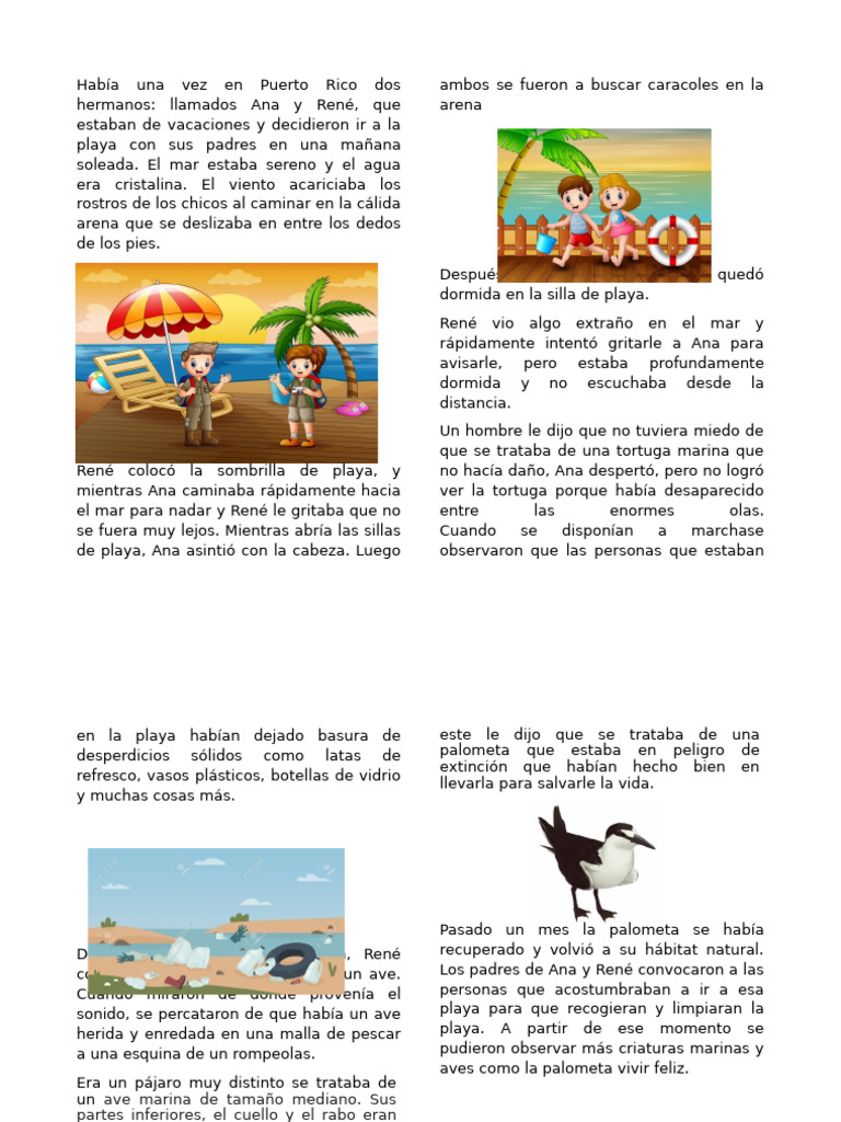 Cuento: La Palometa y Un Verano Feliz | PDF | Aves | playa