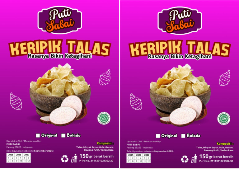Cetak Stiker Keripik A4 | PDF