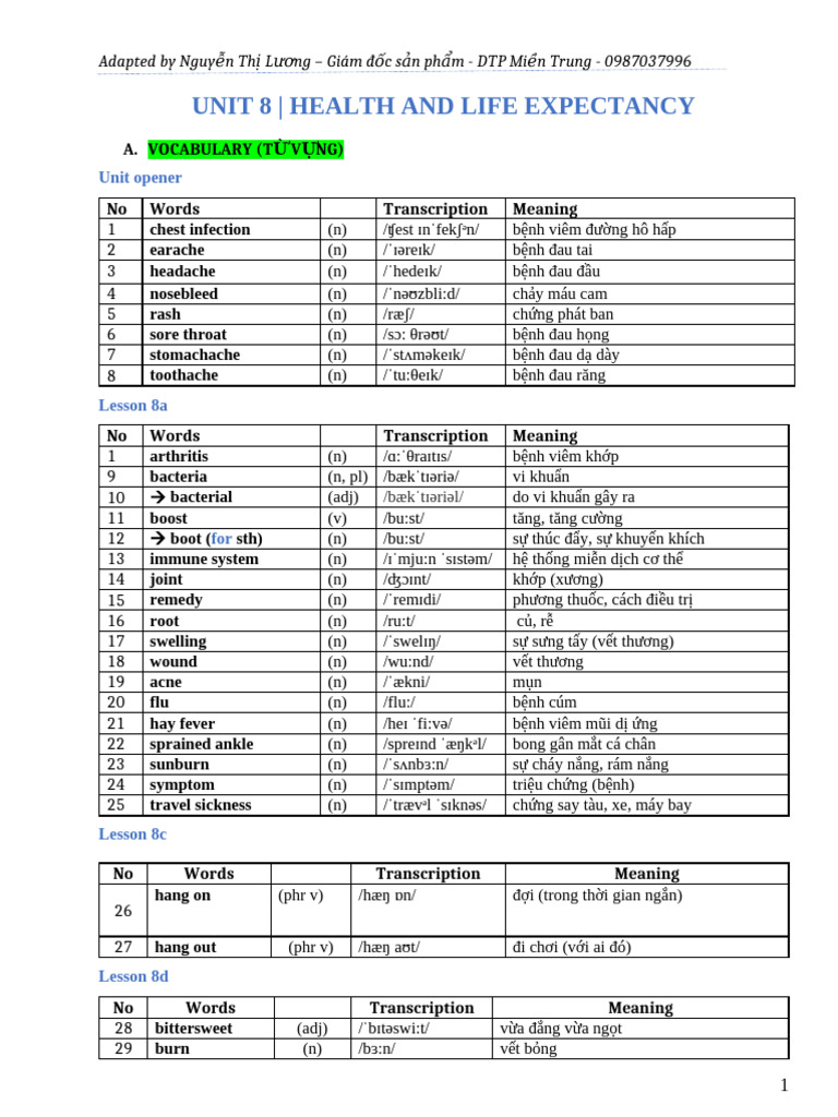 Bright 11- Bài Tập Làm Thêm Unit 8- Keys | PDF