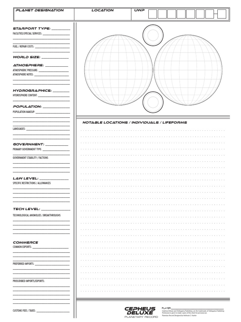Planetary Record Cepheus Deluxe Portrait - Letter | PDF | Planetary ...