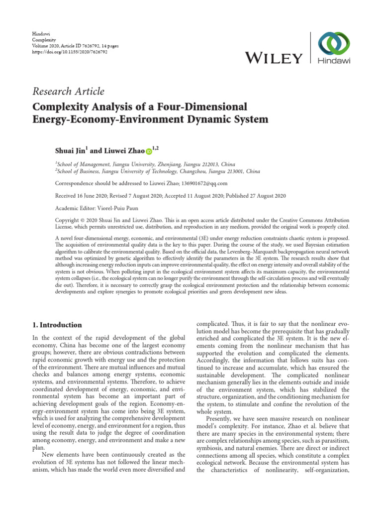 Complexity Analysis of a Four-Dimensional | PDF | Complexity | System