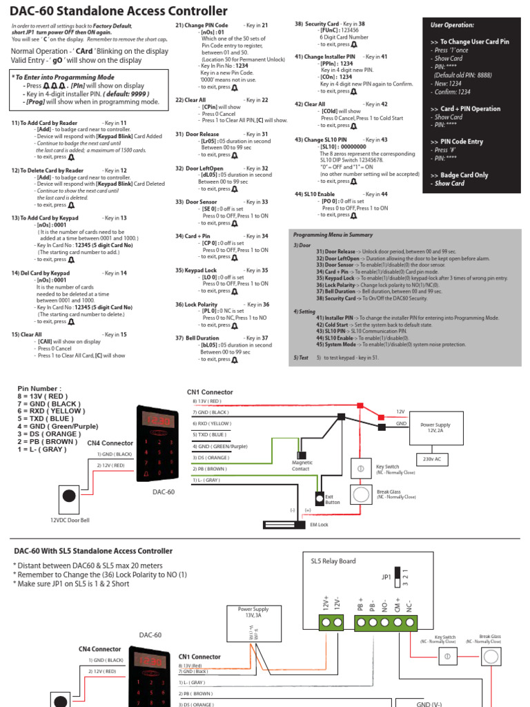 DAC-60 Access Controller Guide | PDF | Personal Identification Number