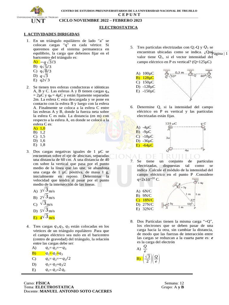 Sesión 12 - Electrostática | PDF | Corriente eléctrica | Electrostática