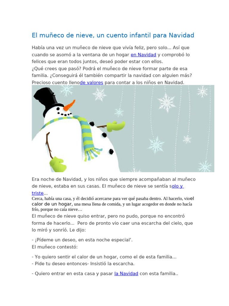 El muñeco de nieve: un cuento navideño | PDF