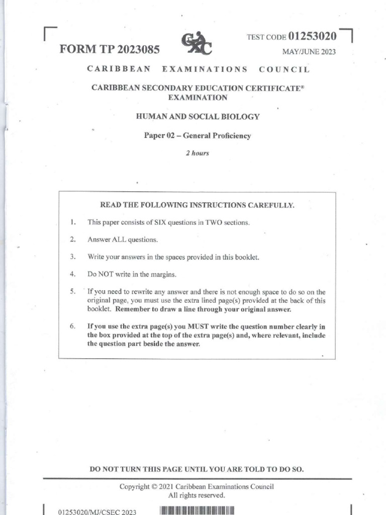 HSB Paper 2 2023 | PDF