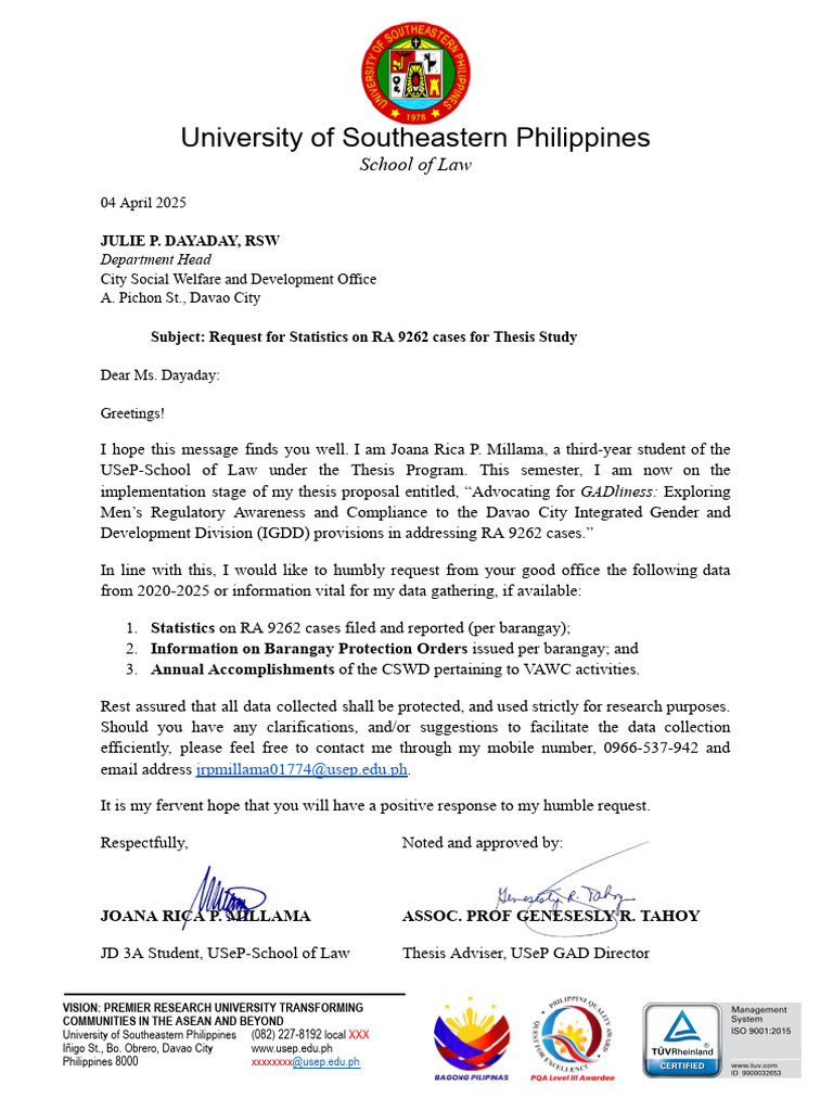 Request Letter For CSWD | PDF