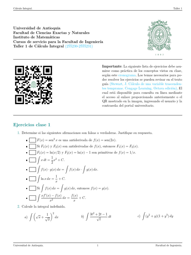 Taller 1.2 Técnicas de Integración | PDF | Integral | Relaciones matematicas