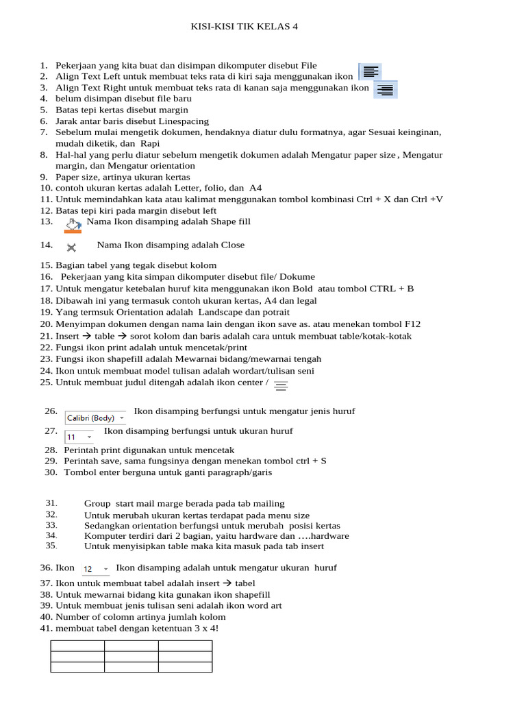 KISI TIK Kelas 4 PAT | PDF