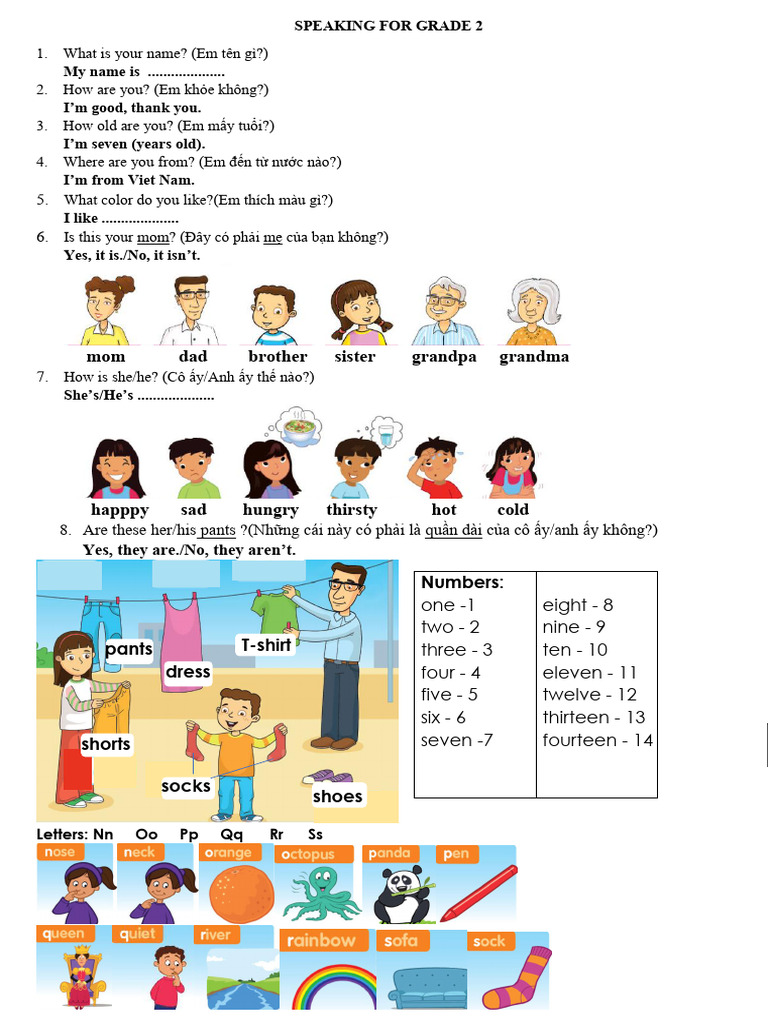 Speaking For Grade 2 | PDF
